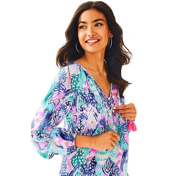 Lilly Pulitzer | Tops | Lilly Pulitzer Willa Top In Quill Out Metallic ...